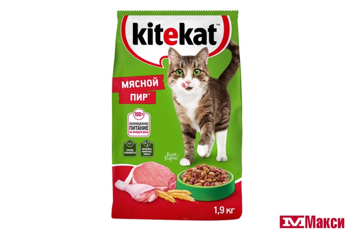 КОРМ ДЛЯ КОШЕК СУХОЙ "КИТИКЕТ" В АССОРТИМЕНТЕ 1,9КГ ПАКЕТ(мясной пир ...